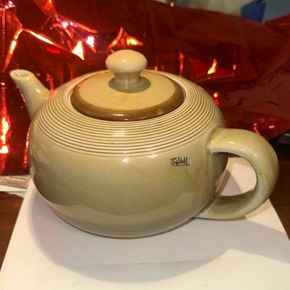 Source Unknown | Dining | Pottery Signed Tan Brown Teapot With Lid ...